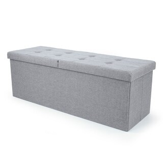 Humble Crew Blake 43" Folding Storage Bench with Flip Lid, Light Grey - Bed Bath & Beyond - 34508864